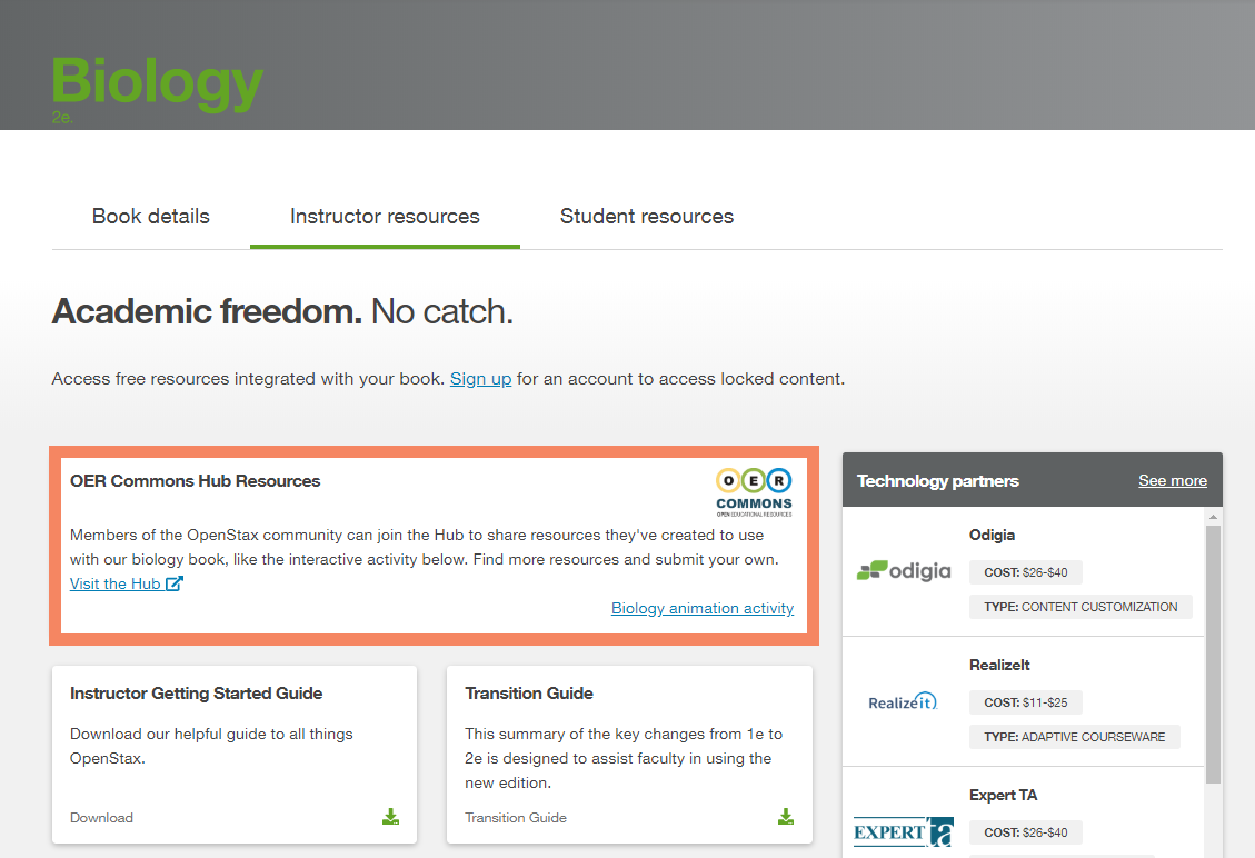 Contributing support materials for OpenStax texts
