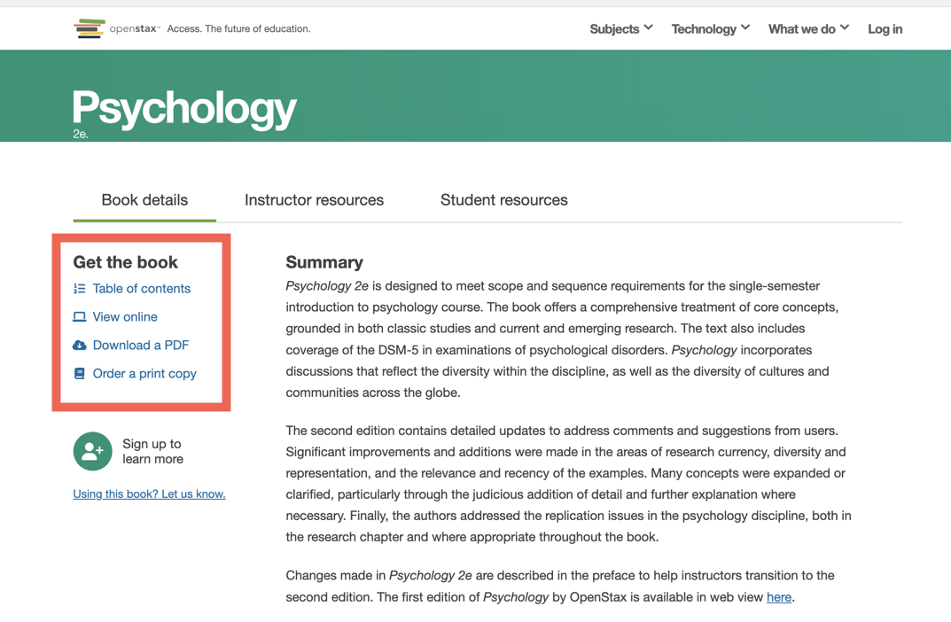 Locating the OpenStax textbooks