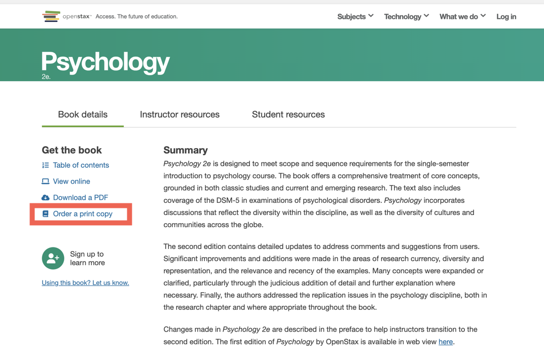 Student steps for accessing OpenStax textbooks and Student Resources