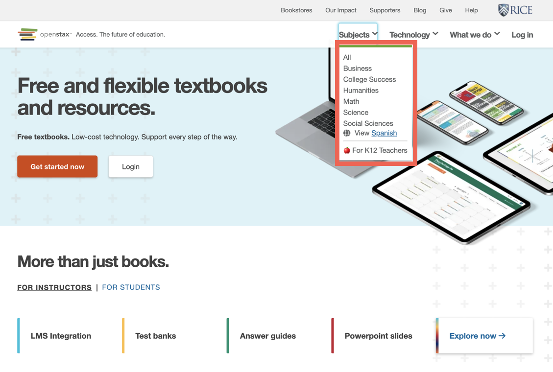Student steps for accessing OpenStax textbooks and Student Resources