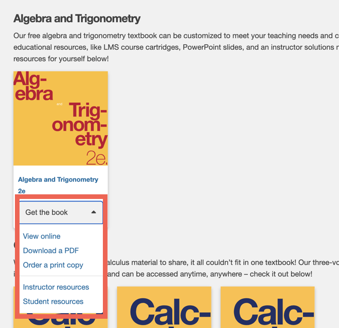 Student steps for accessing OpenStax textbooks and Student Resources