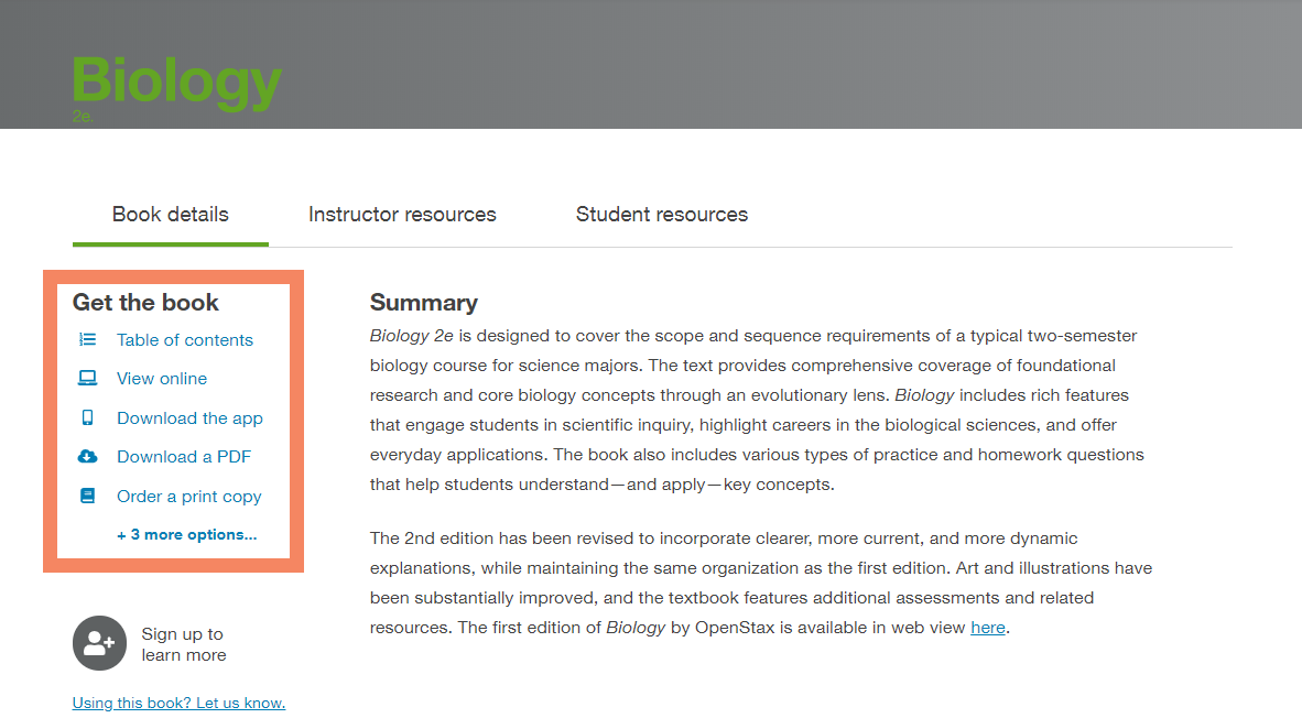 Student steps for accessing OpenStax texts and Student Resources