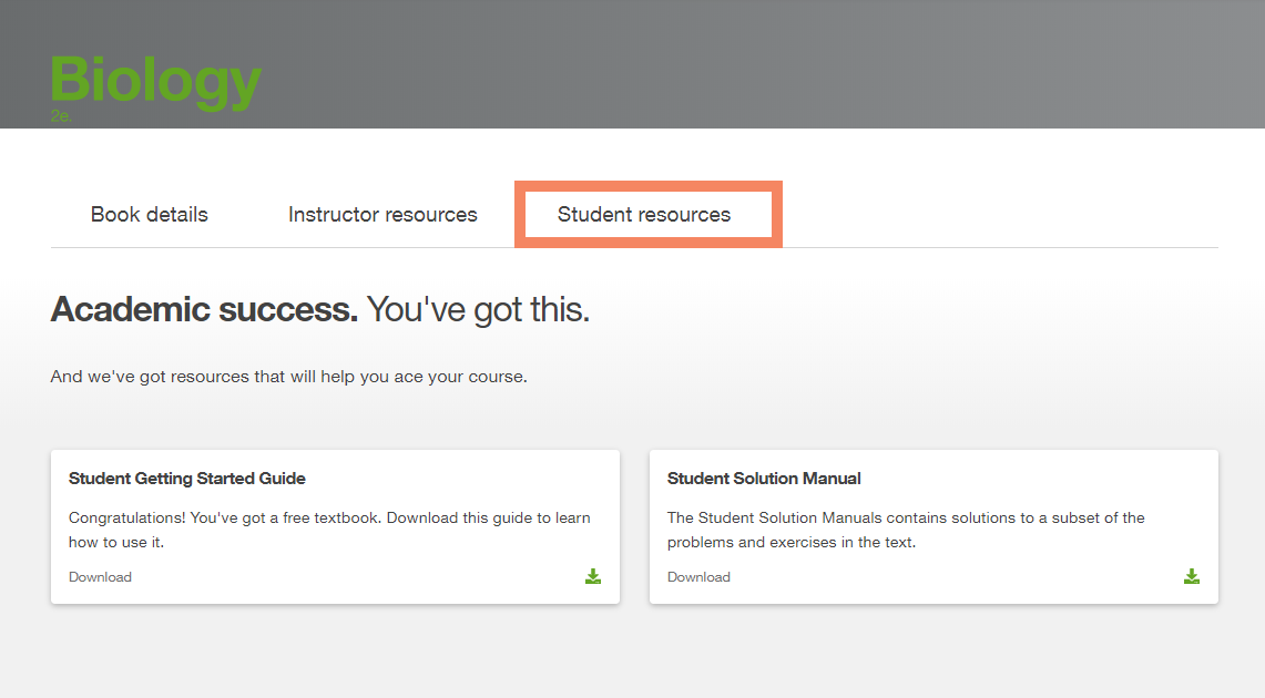 Student steps for accessing OpenStax texts and Student Resources