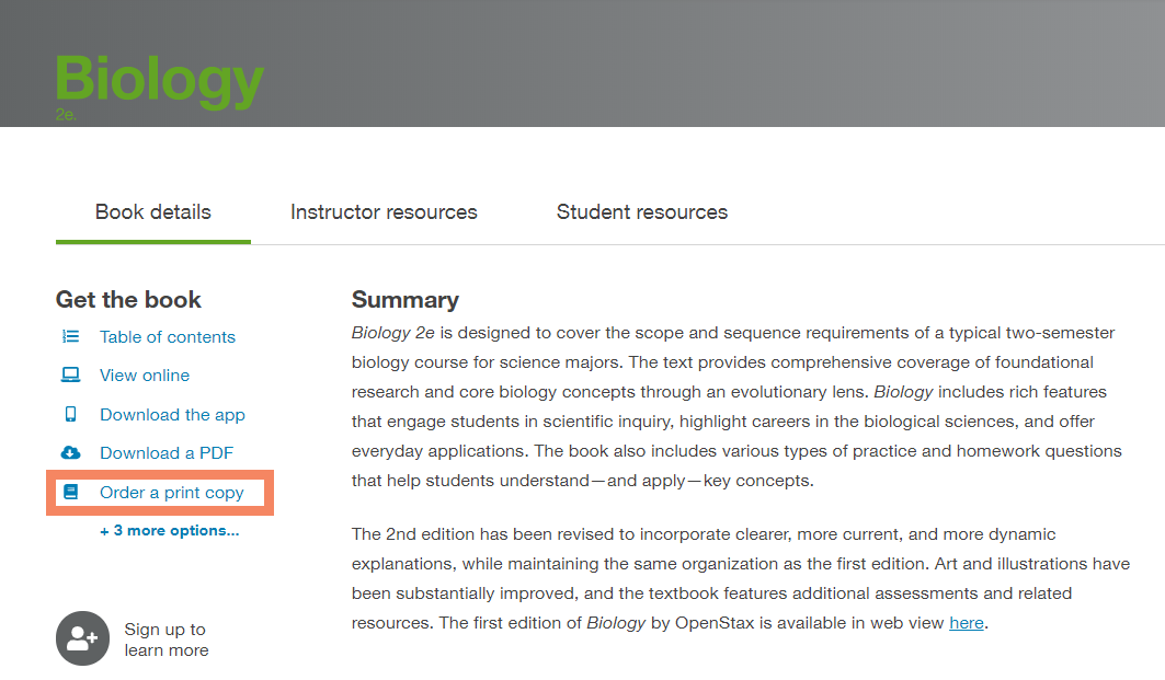 Student steps for accessing OpenStax textbooks and Student Resources