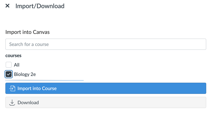 Downloading the OpenStax Canvas Cartridge on Canvas Commons