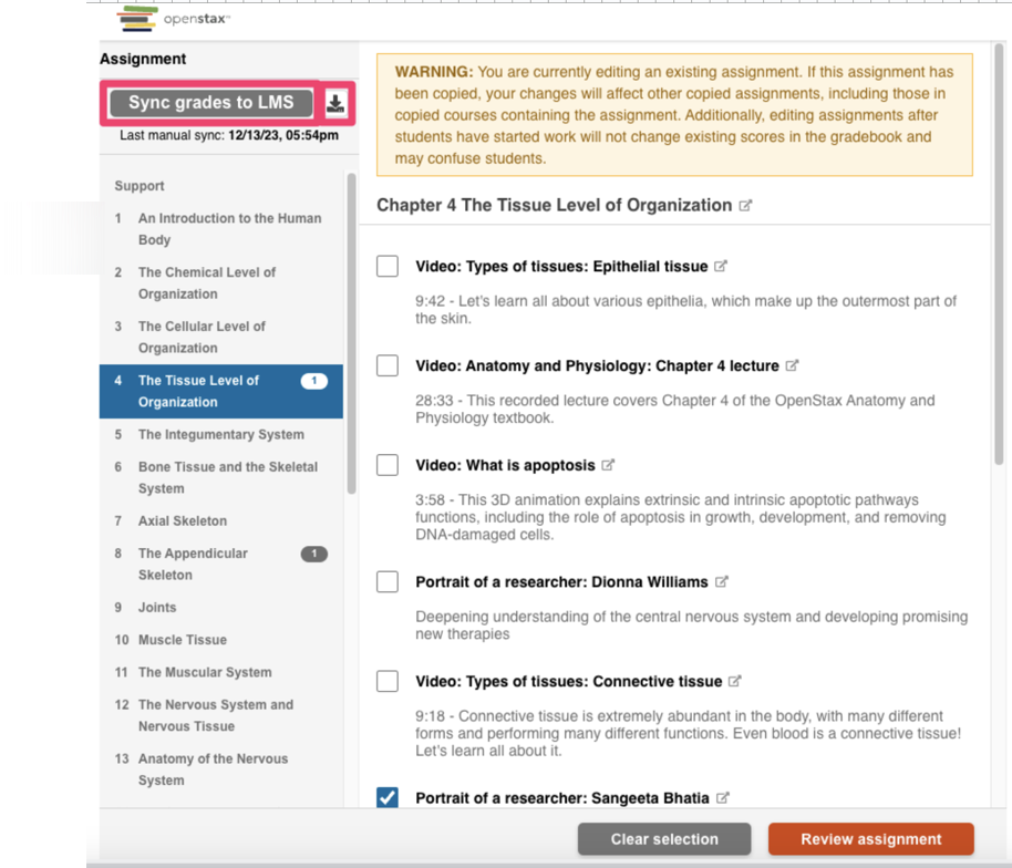 Troubleshooting: Manually Syncing Scores in OpenStax Assignable and LMS grading policies