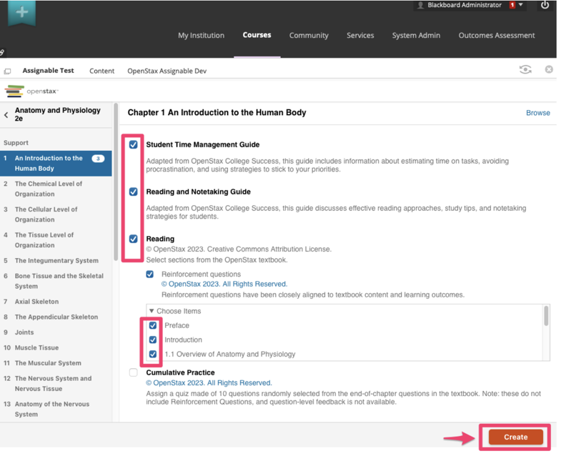 How do I create an OpenStax Assignable assignment in Blackboard Learn?